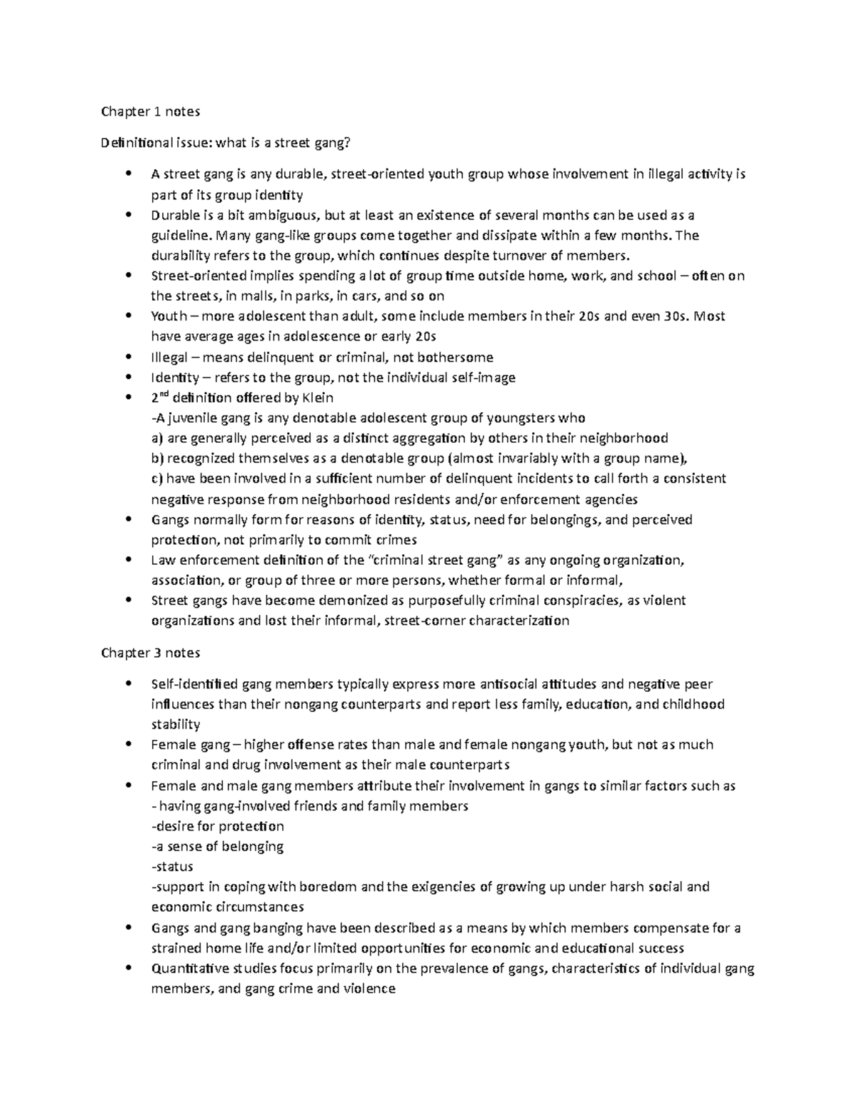 Chapter 1 notes and 3 Crim 464 - Maxwell - Chapter 1 notes Definitional ...