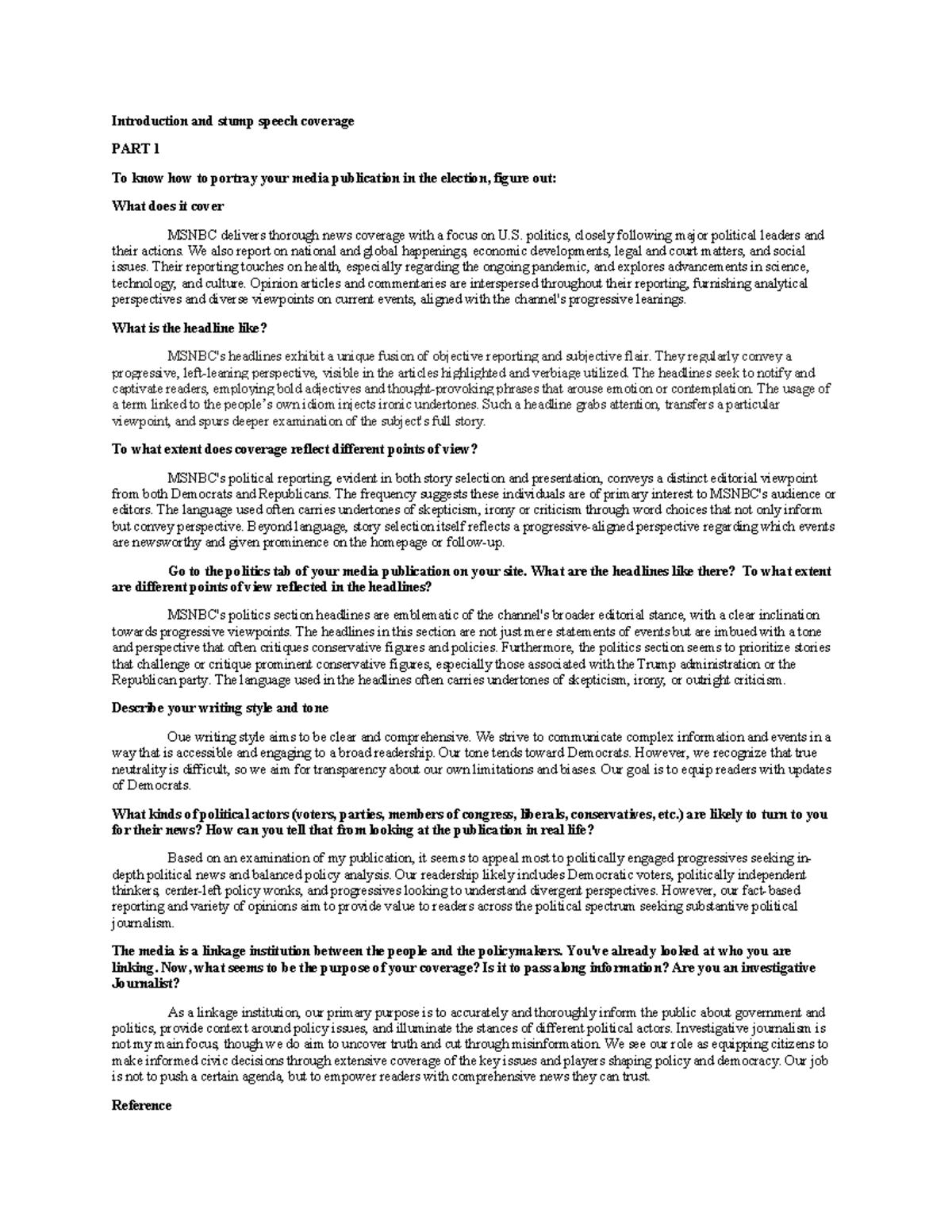 Stump Media speech coverage - Introduction and stump speech coverage ...