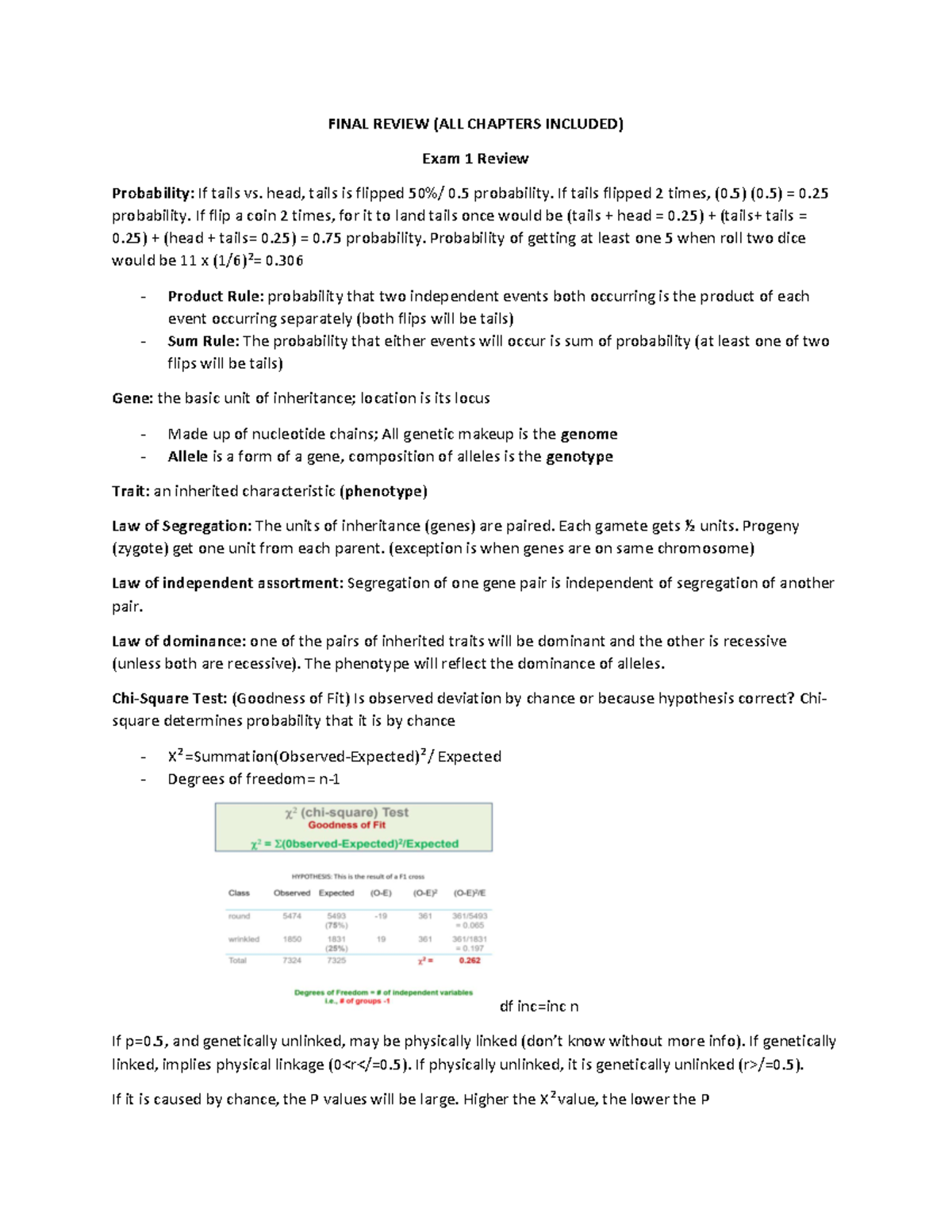 Pdf Genetic final pt 1 - FINAL REVIEW (ALL CHAPTERS INCLUDED) Exam 1 ...
