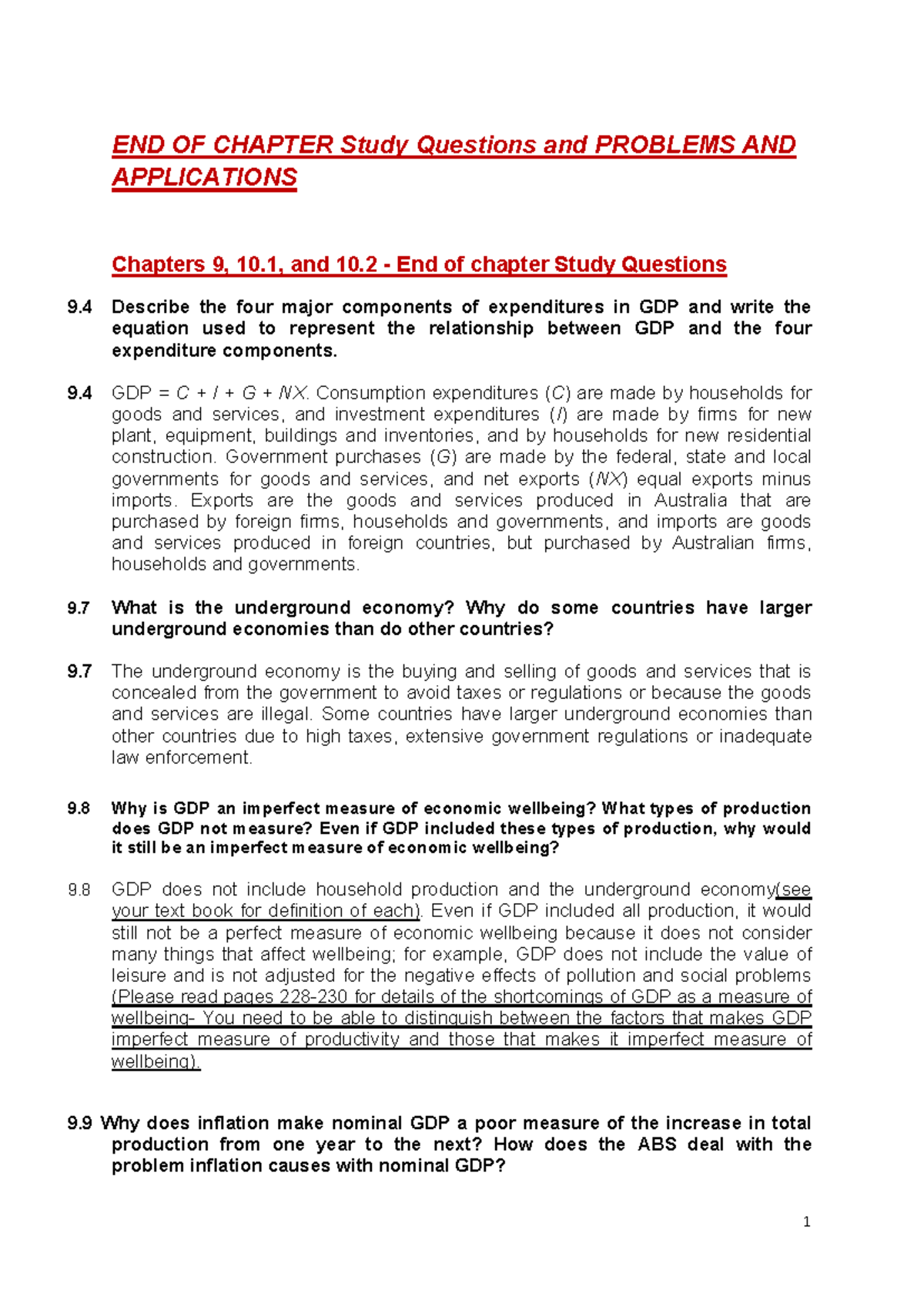 Week-8-questions - END OF CHAPTER Study Questions and PROBLEMS AND ...