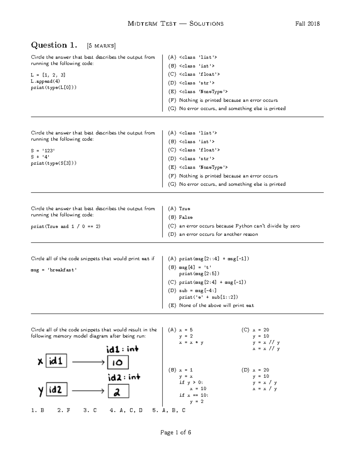 Past test 5 solutions - TEST SOLUTION - Question 1. [5 marks] Circle ...