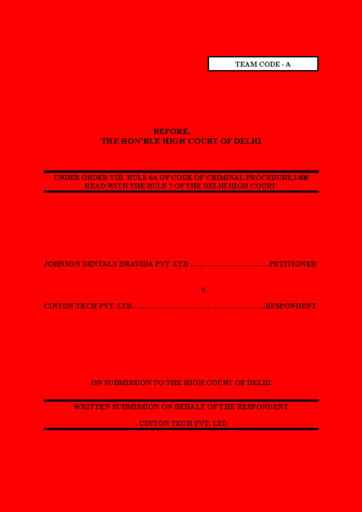 Trademark Case - case study - BEFORE, THE HON’BLE HIGH COURT OF DELHI ...