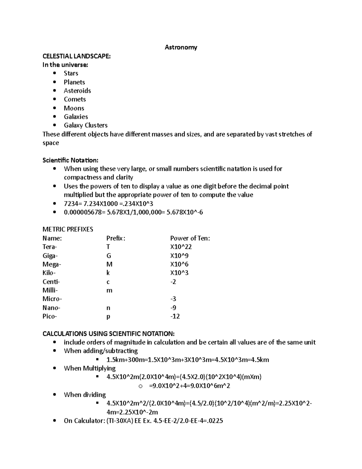 Astronomy - Lecture notes 1-5 - Astronomy CELESTIAL LANDSCAPE: In the ...