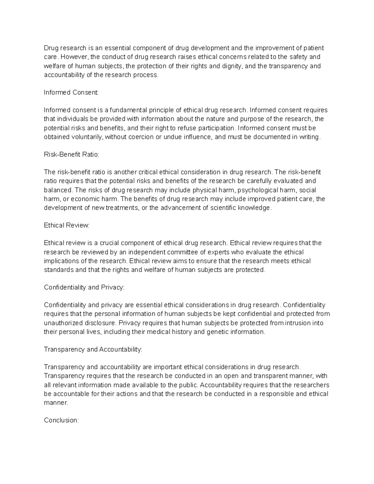 Ethical Considerations in Drug Research - Drug research is an essential ...