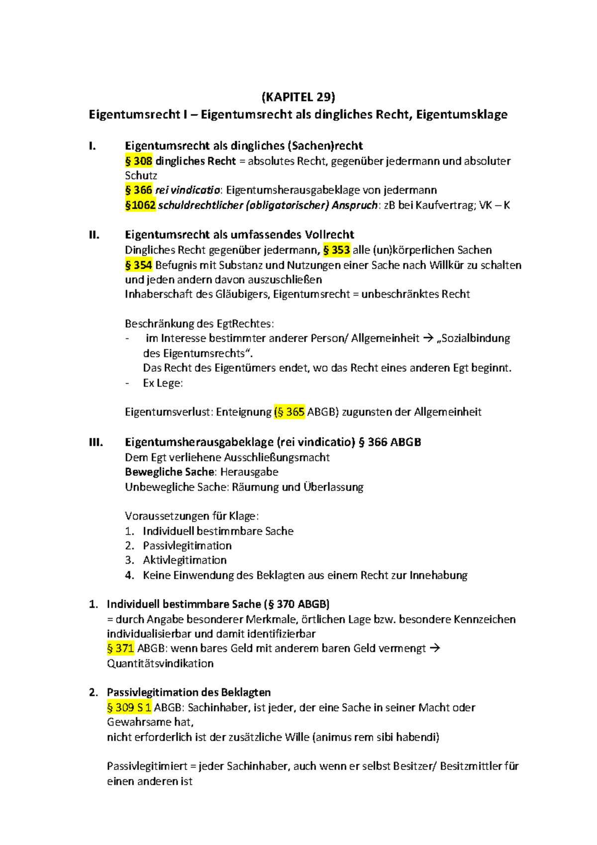 Kapitel 29 Bürgerliches Recht - (KAPITEL 29) Eigentumsrecht I ...