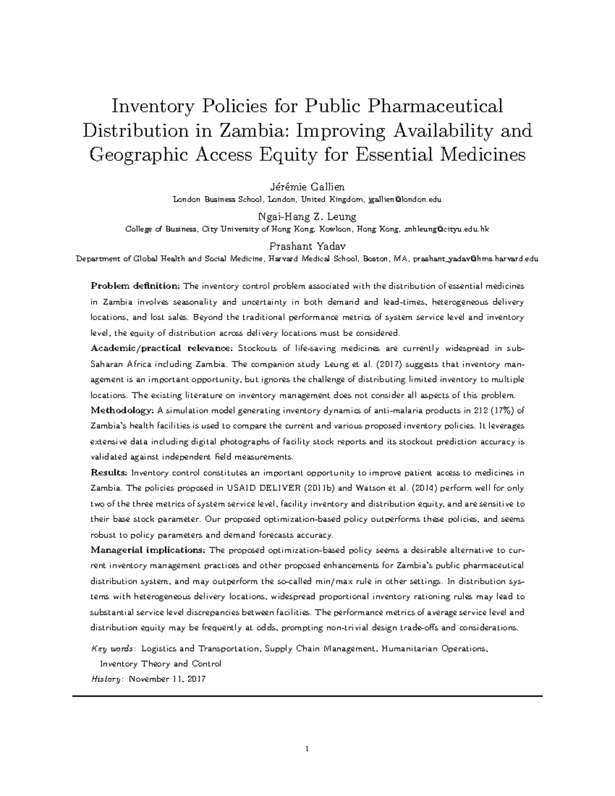 Inventory Policies for Public Pharmaceutical - Inventory Policies for ...