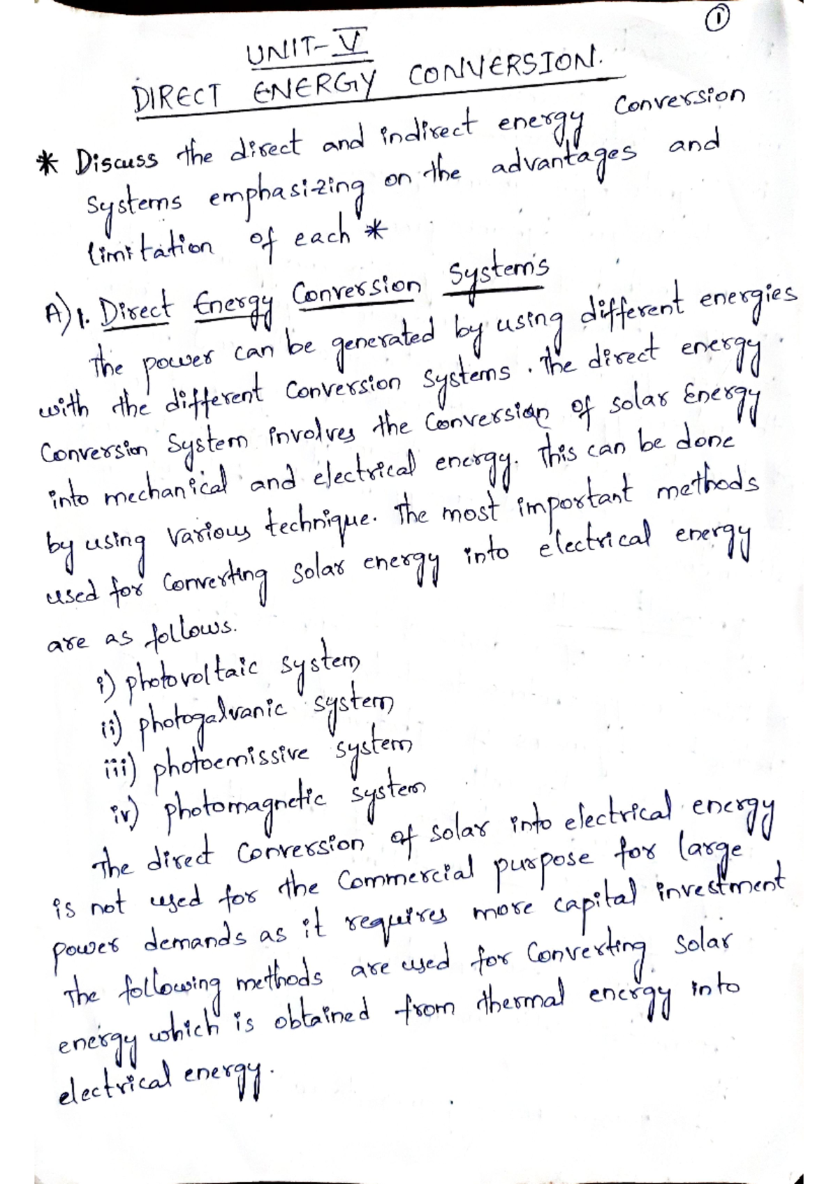 U5 - UNIT 5 NOTES - I V DIRECT ENERGY CONVERSION. the direct and ...