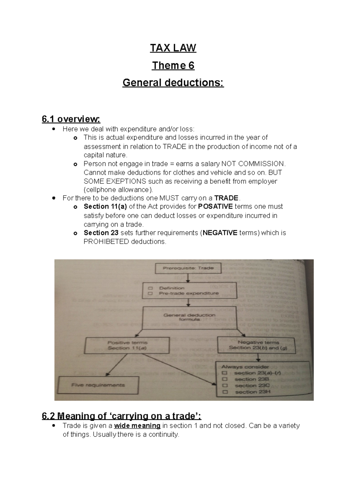 Theme 6 General deductions (trade and pre-trade expenditure and losses ...