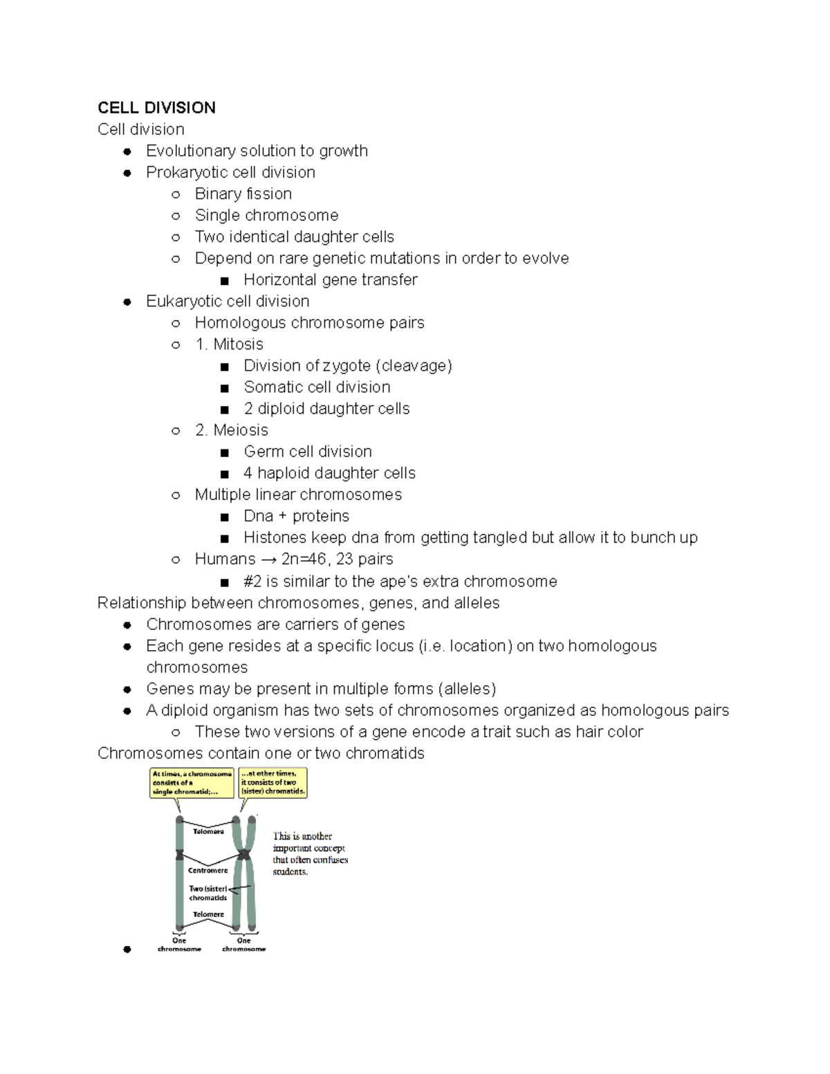Notes Section 4 - Cell Division, Mendel's Visions, Genetics of ...