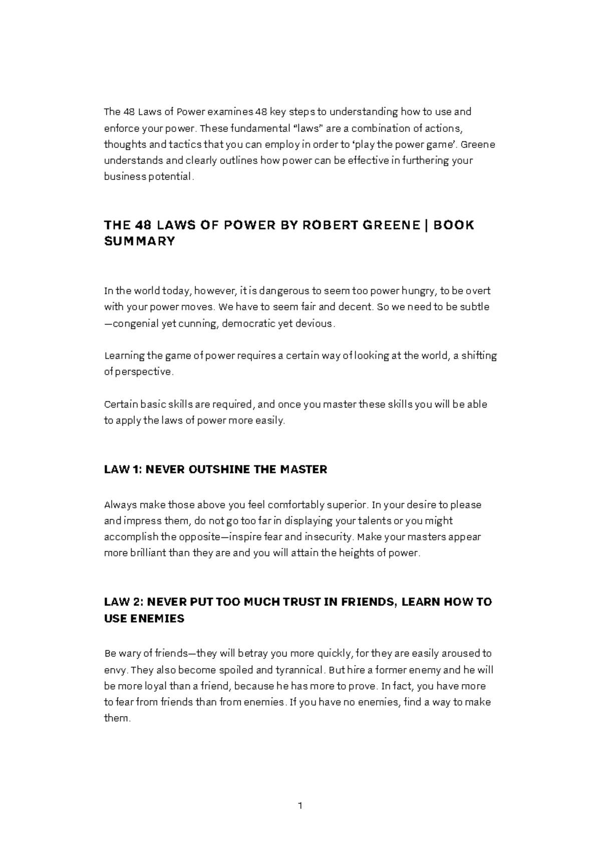 The 48 Laws of Power by Robert Greene Book Summary - The 48 Laws of ...