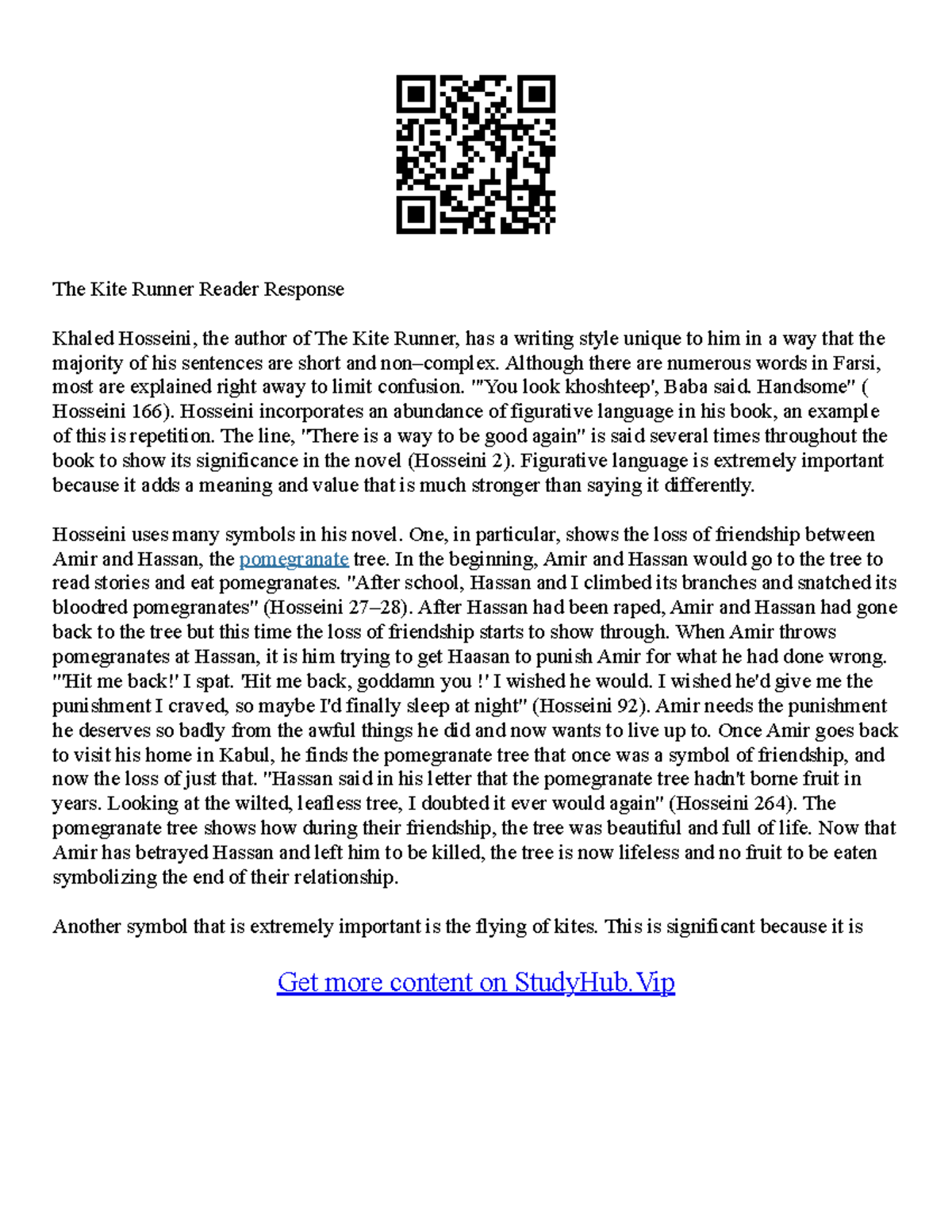 Essay Reader Online - The Kite Runner Reader Response Khaled Hosseini ...