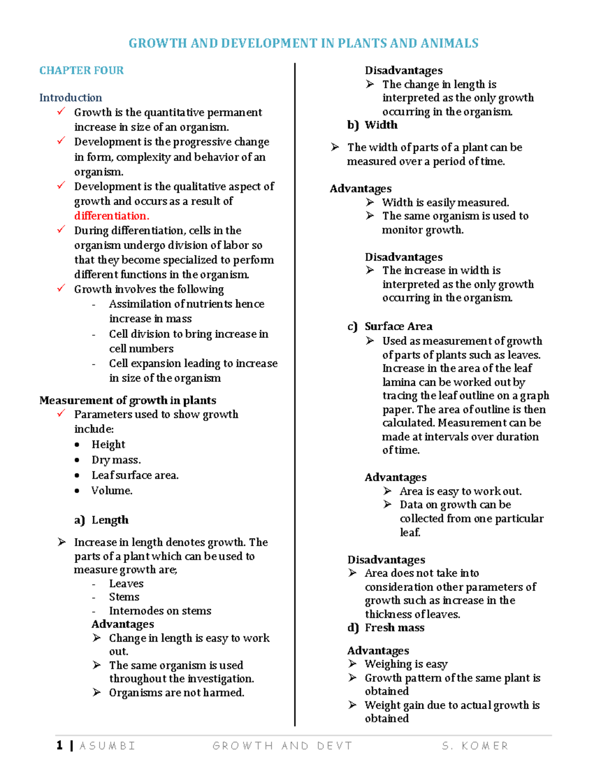 Growth and DEVT 2022 Notes - GROWTH AND DEVELOPMENT IN PLANTS AND ...