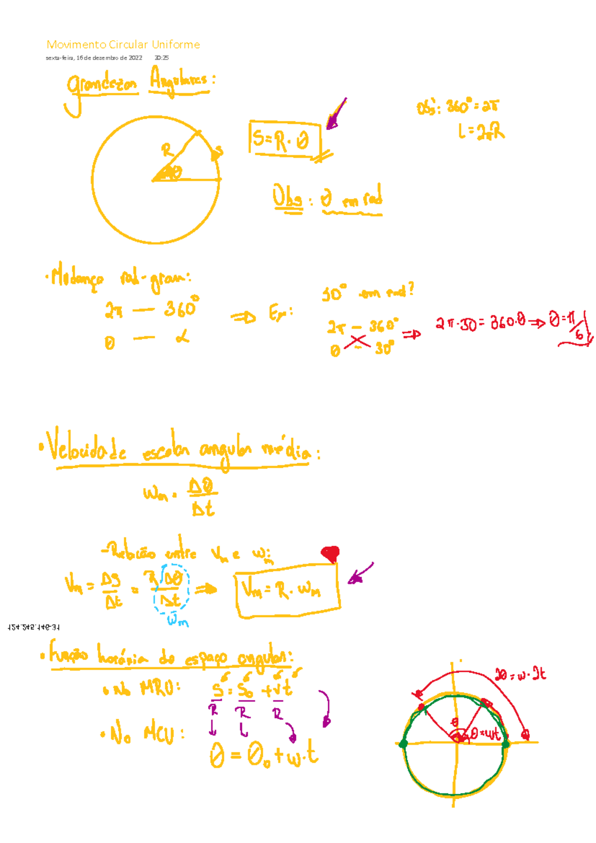 Notas de Aula - MCU - lista sobre MCU física - Física - Movimento ...