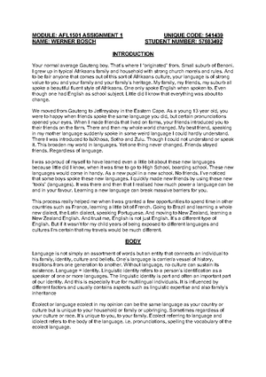 AFK1505 Ass 7 - Werner Bosch Student Number: 57683492 Unique Number ...