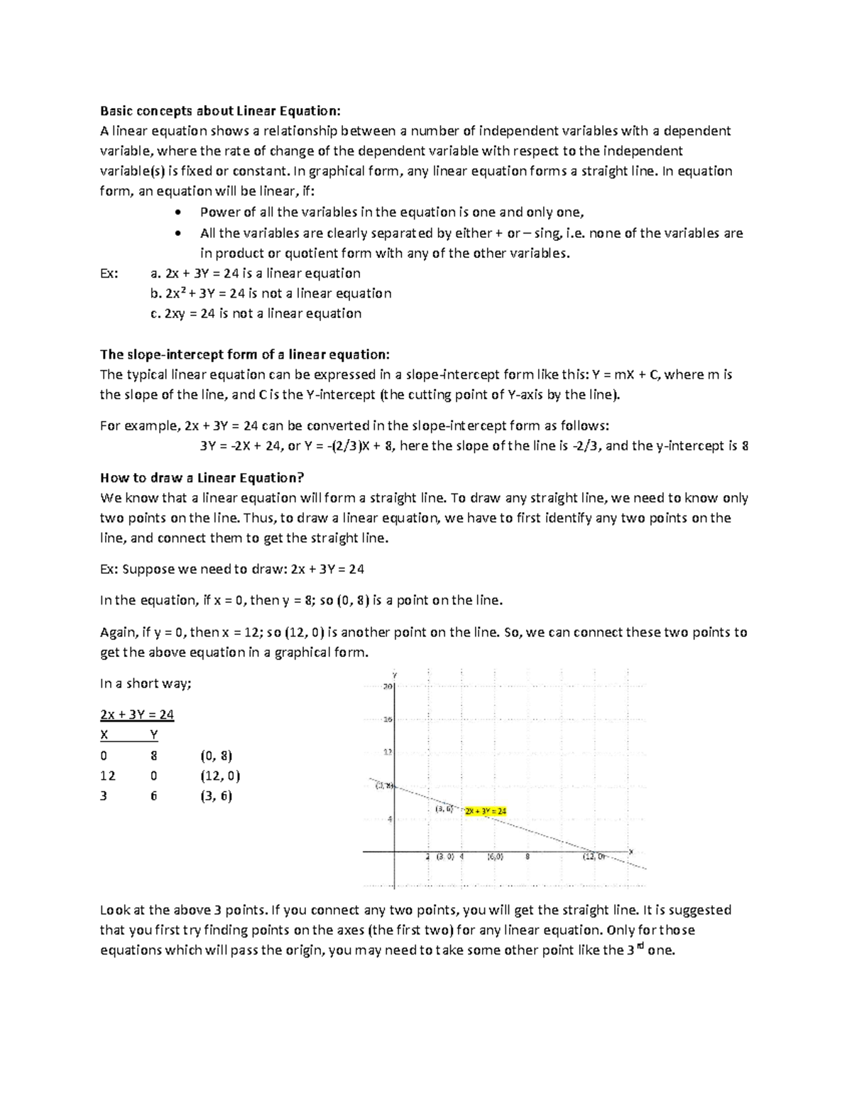 LP 1 2 3 - Basic concepts about Linear Equation: A linear equation ...