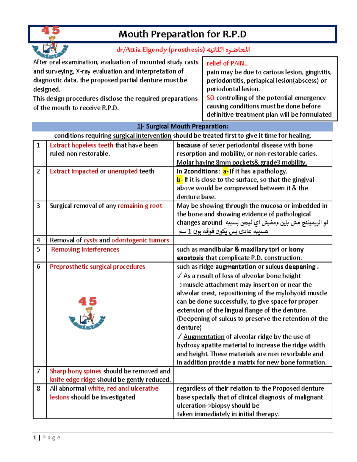 02- Mouth Preparation for RPD - Mouth Preparation for R.P dr/Attia ...
