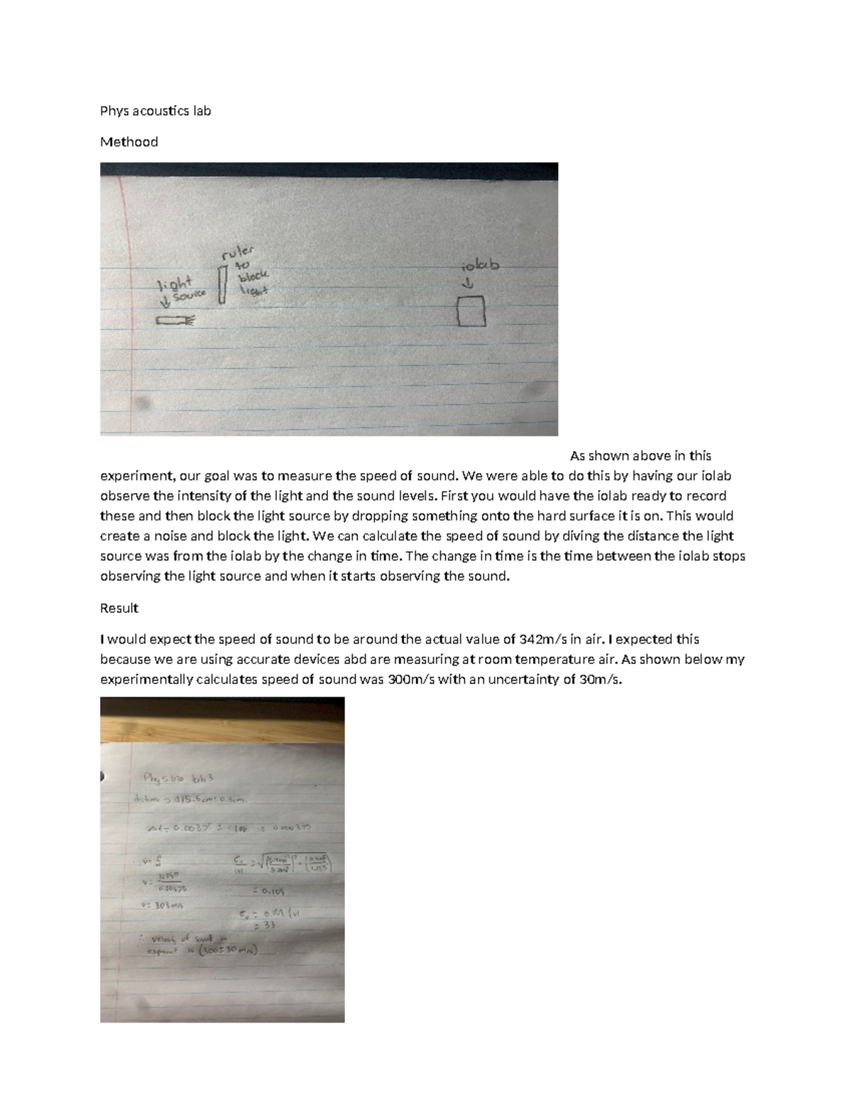 Phys acoustics lab - acoustic lab - Phys acoustics lab Methood As shown ...