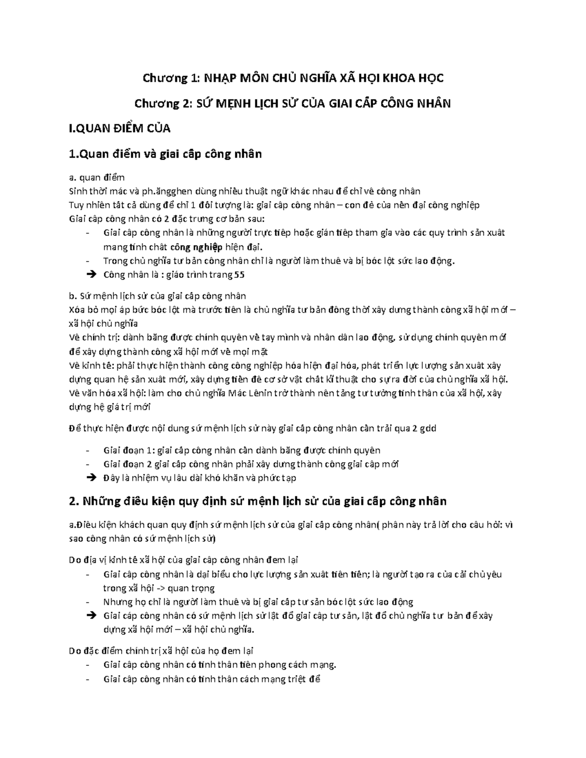 Chủ nghĩa xã hội khoa học - Ch ương 1: NH ẬP MÔN CH Ủ NGHĨA XÃ H ỘI KHOA H ỌC Ch ương 2: S Ứ M ...