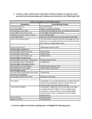 UNIT 2 QUIZ 2 Application of Corporate Events - Part 1 Corporate ...