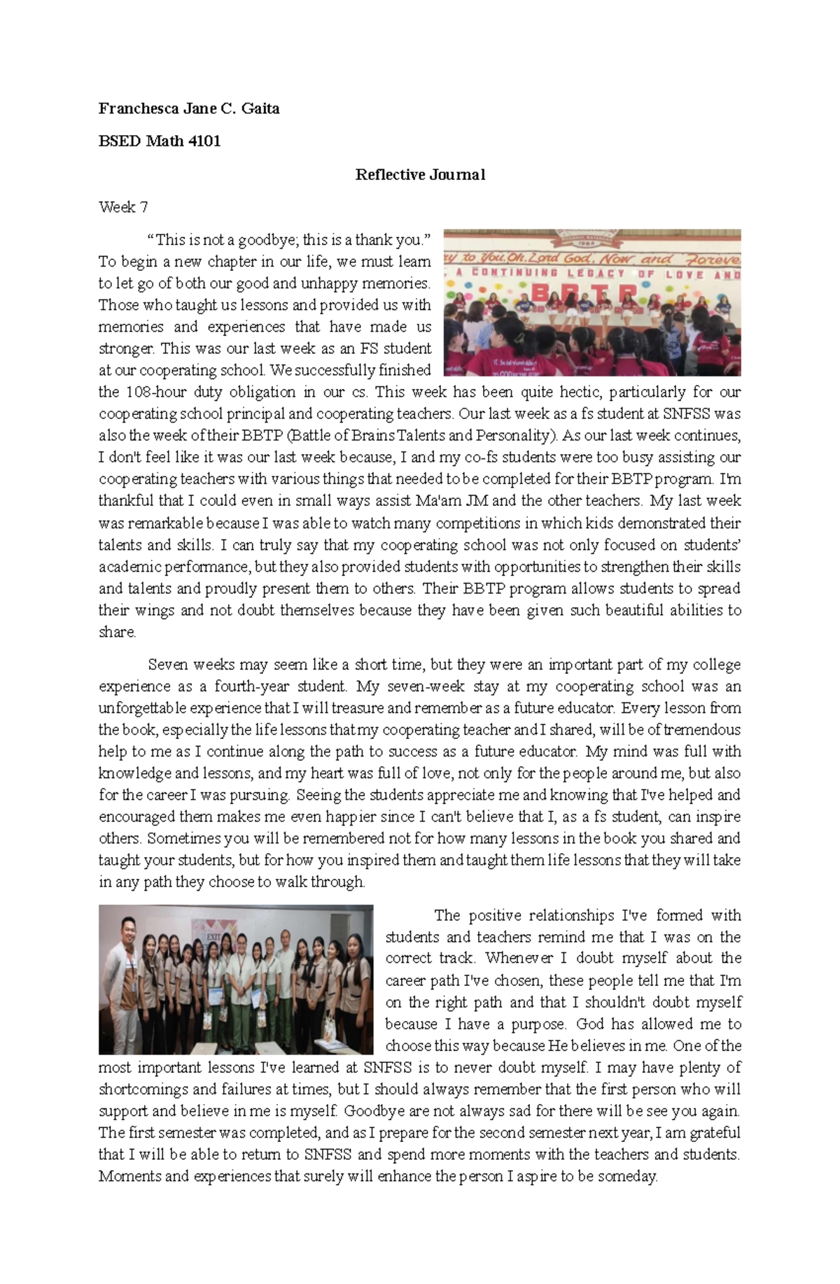 Week 7 - Franchesca Jane C. Gaita BSED Math 4101 Reflective Journal Week 7 “This is not a ...