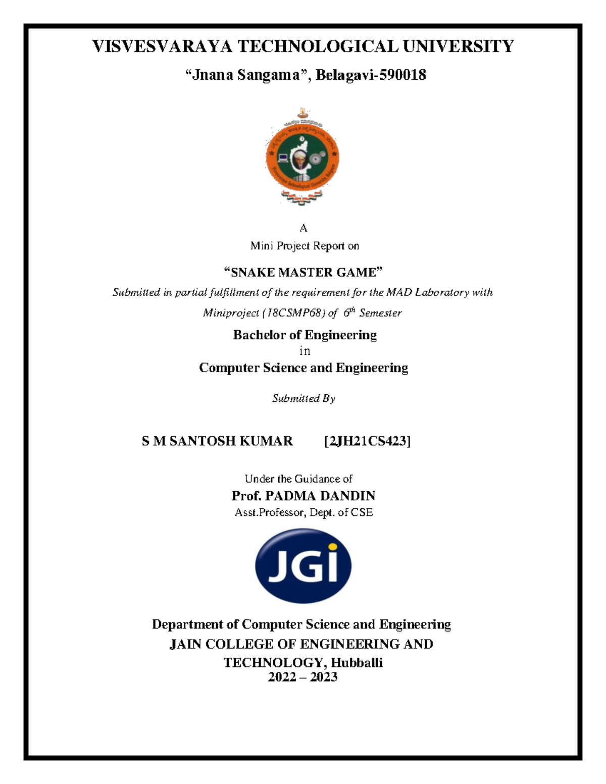 Sam2 mad - assignment - VISVESVARAYA TECHNOLOGICAL UNIVERSITY “Jnana Sangama”, Belagavi- A Mini ...