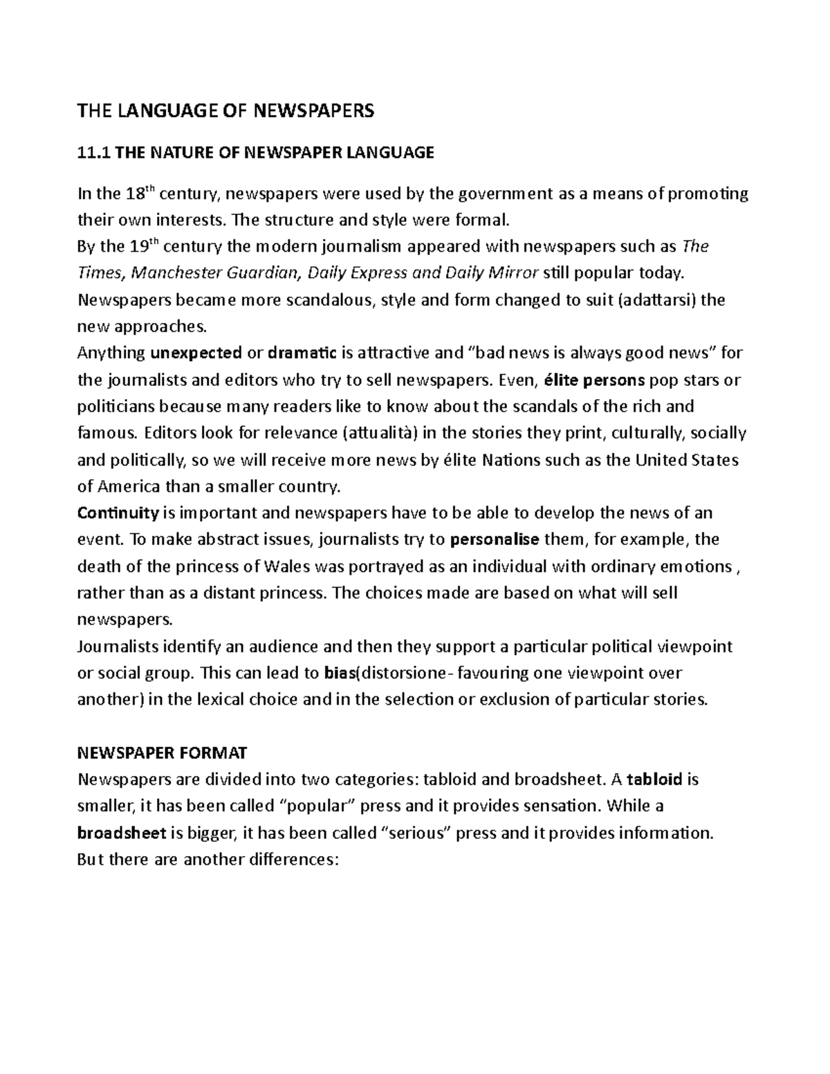 THE Language OF Advertising - THE LANGUAGE OF NEWSPAPERS 11 THE NATURE ...