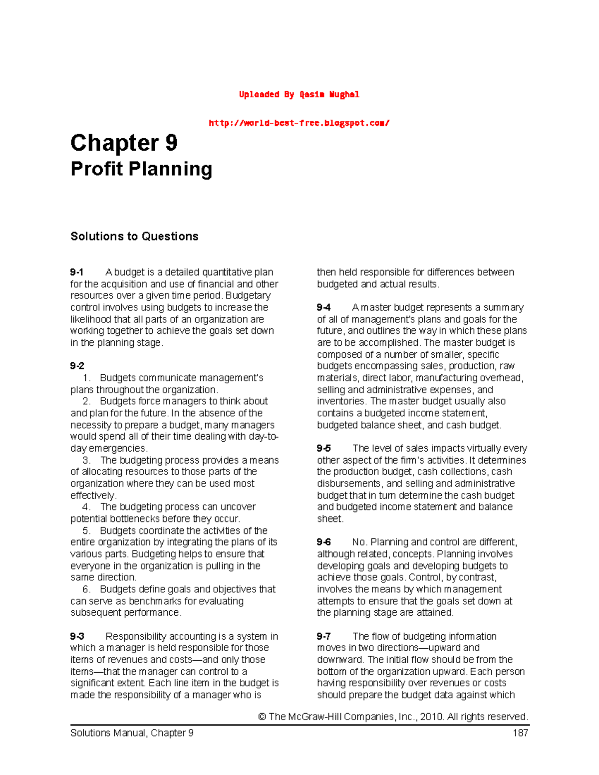 CMA - Chapter 9 - Cost and Managerial accounting - Uploaded By Qasim ...