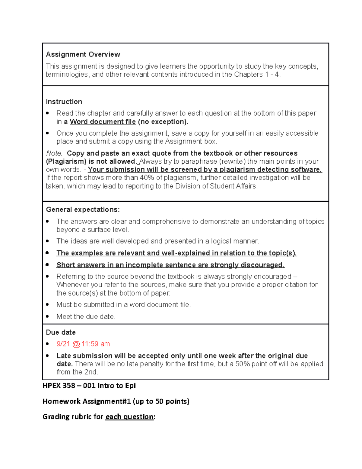 Wk 3-2 Homework assignment#1 (due 9-21) - Assignment Overview This ...