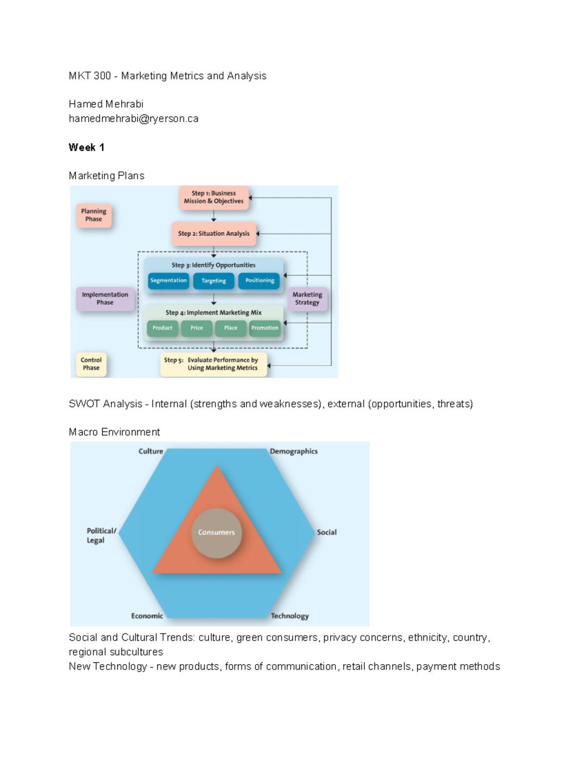 MKT300 - Lecture notes 1-11 - MKT 300 - Marketing Metrics and Analysis ...
