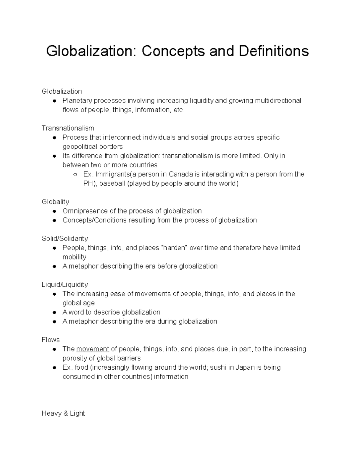The Contemporary World Notes - Globalization: Concepts and Definitions ...