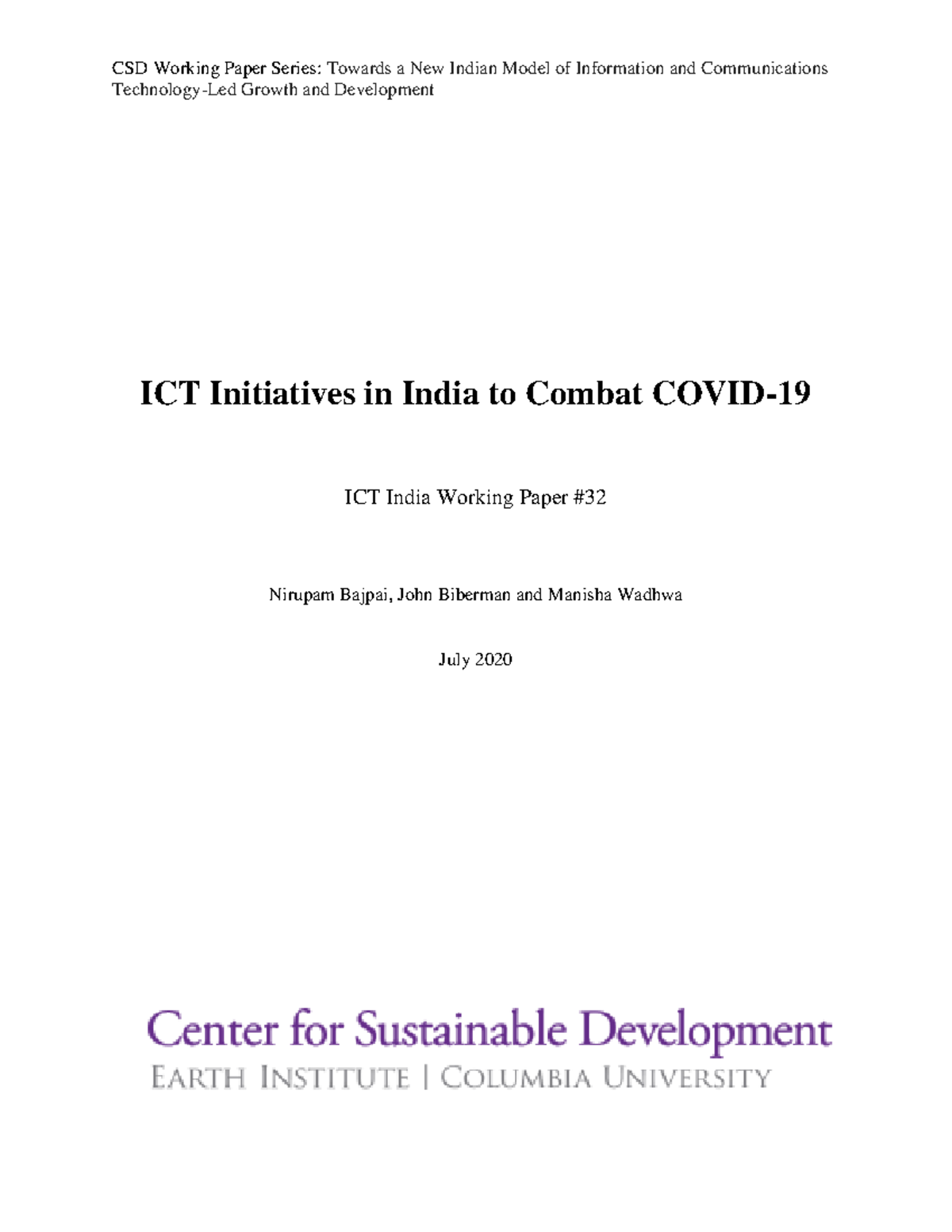 ICT India Working Paper 32 - Technology-Led Growth and Development ICT ...