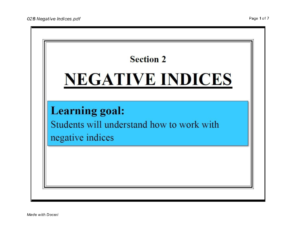 02B Negative Indices - maths - MUF0092 - 02B Negative Indices 02B ...