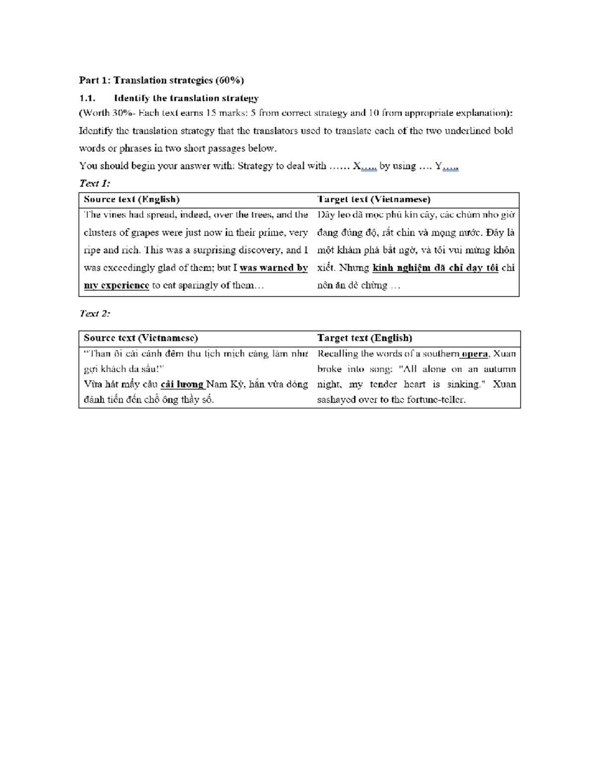 Sample 1-Assignment - from our lecturer - Part 1: Translation ...