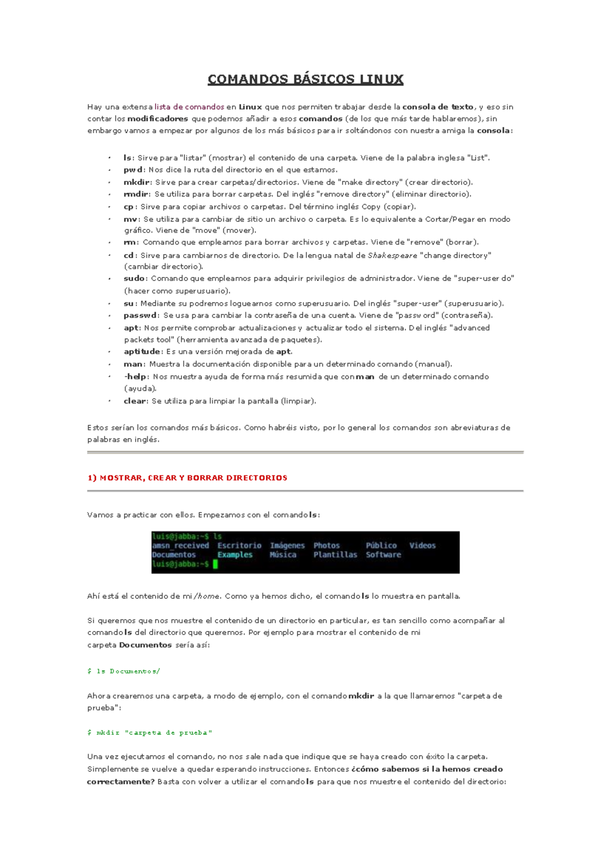 Comandos Basicos Linux - COMANDOS BÁSICOS LINUX Hay una extensa lista ...