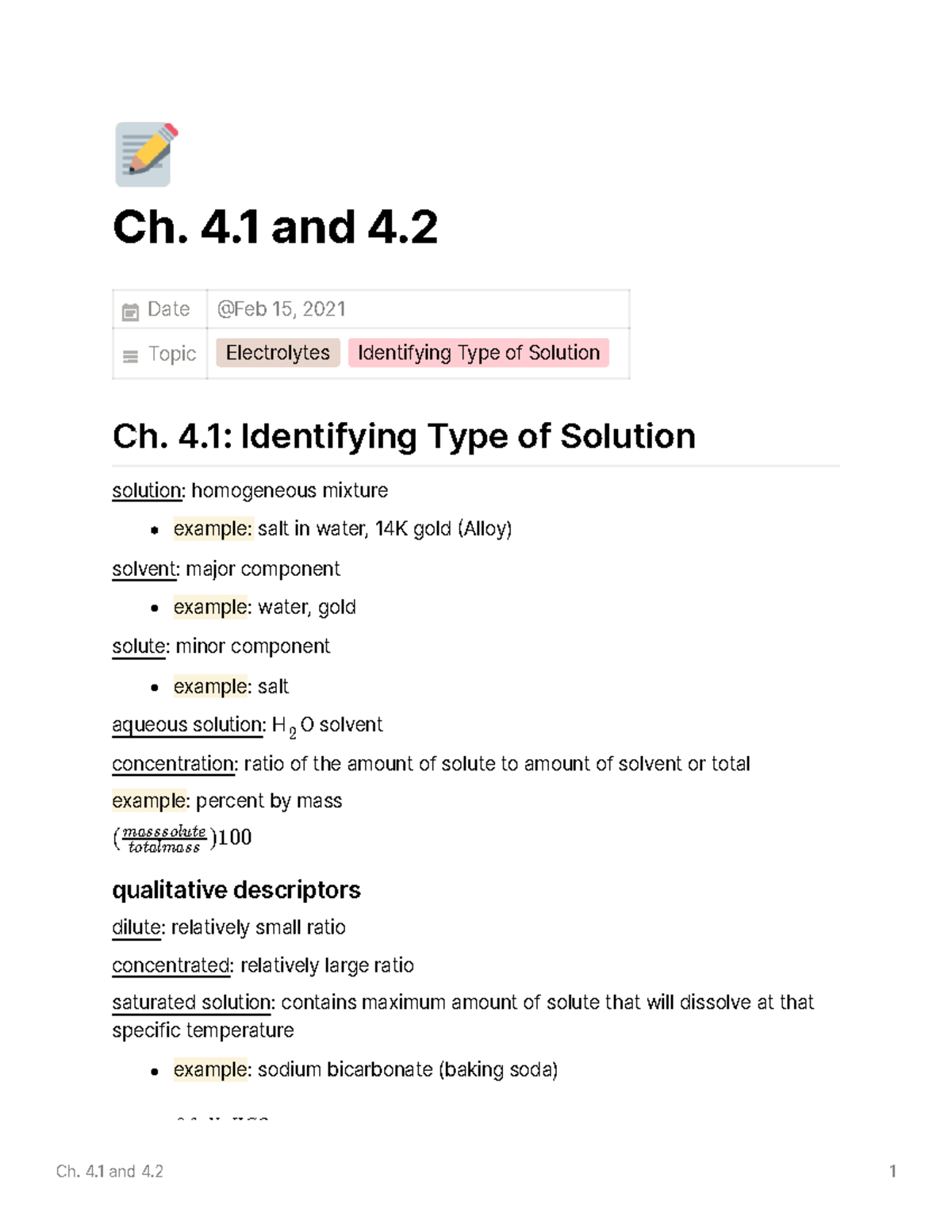 Lecture notes Ch. 4.1-4.2 - Ch. 4 and 4 1 📝 Ch. 4 and 4. Date Topic ...