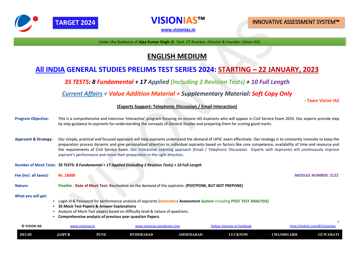 Vision Prelims 2024 Schedule - 1 © VISION IAS visionias visionias ...
