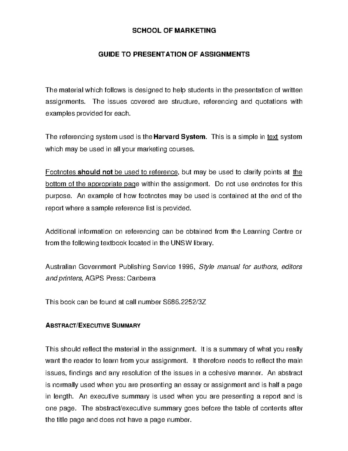 Report Writing Guide- School of Marketing - SCHOOL OF MARKETING GUIDE ...