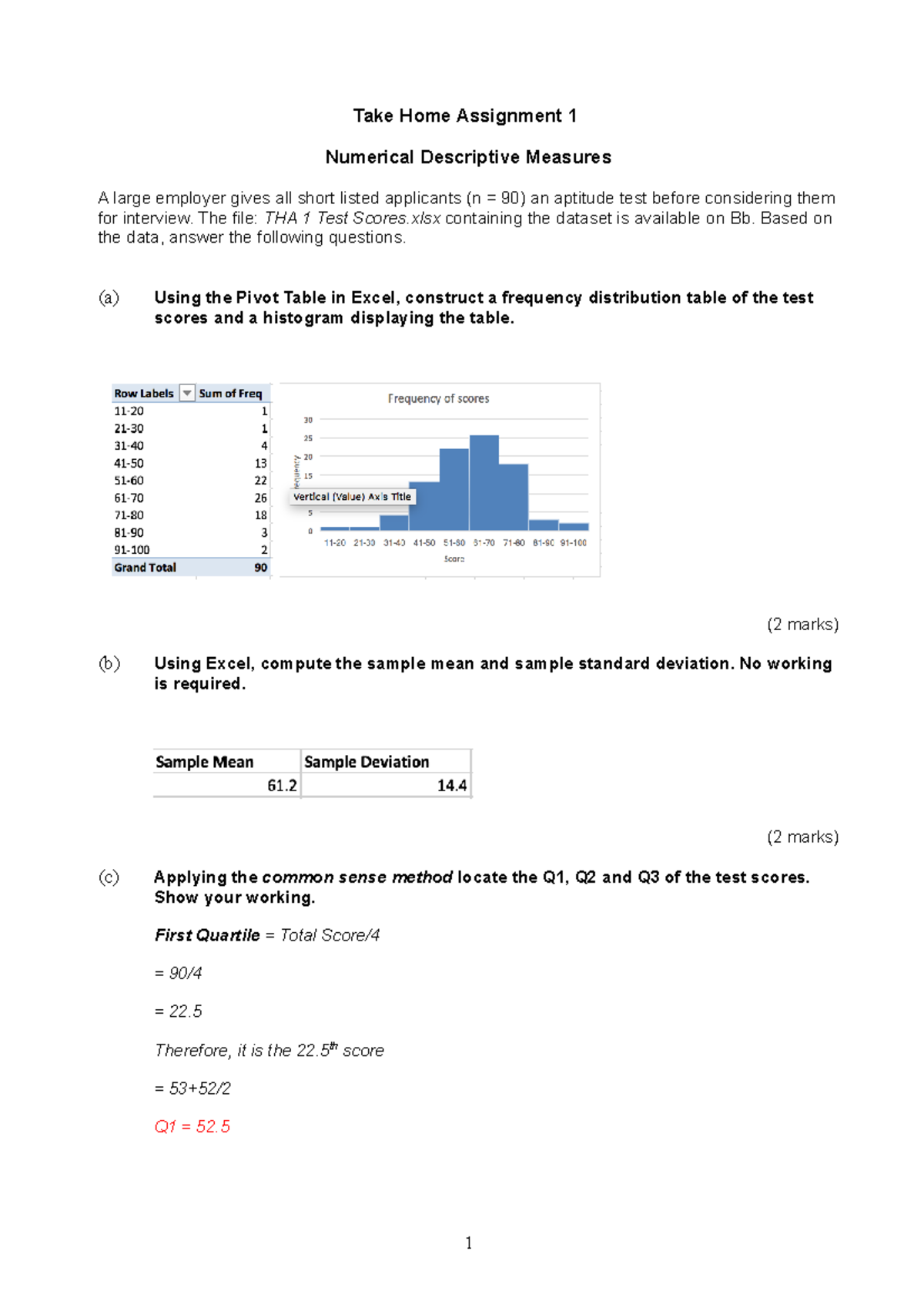 BSB123 THA 1 Numerical Descriptive Measures - Take Home Assignment 1 ...