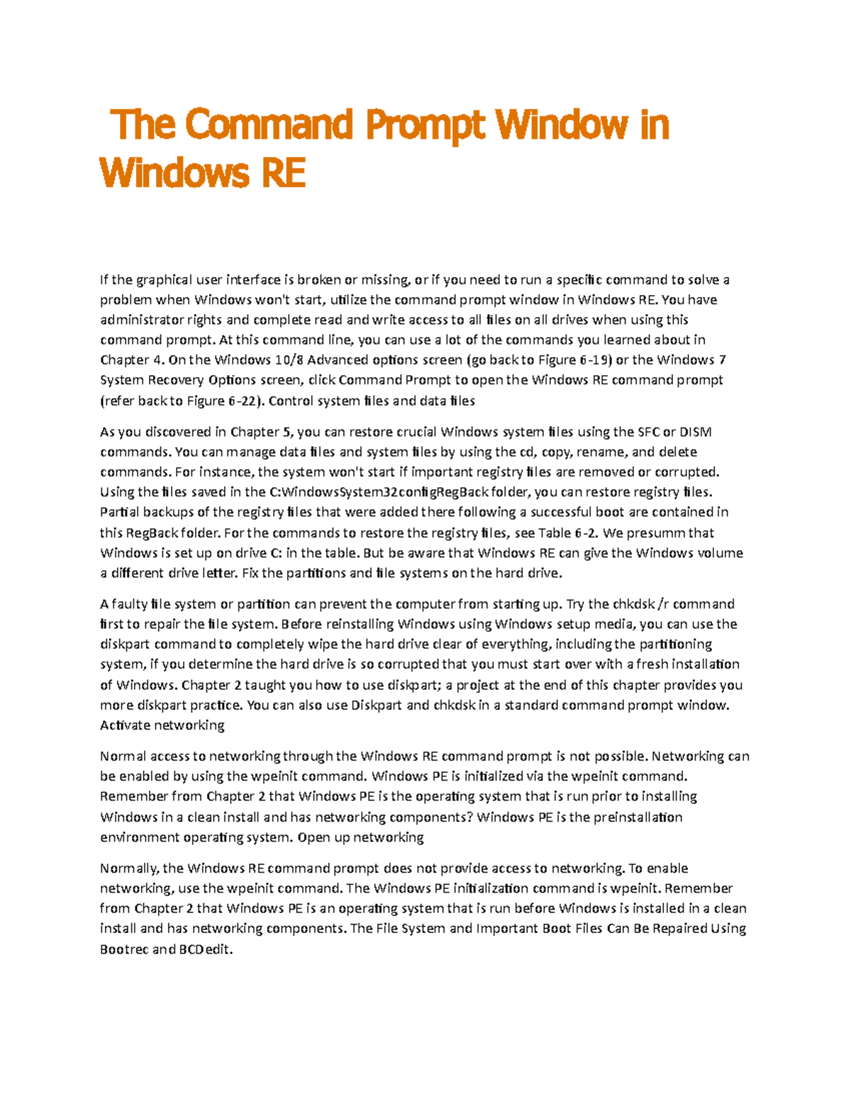 The Command Prompt Window in Windows RE - The Command Prompt Window in ...