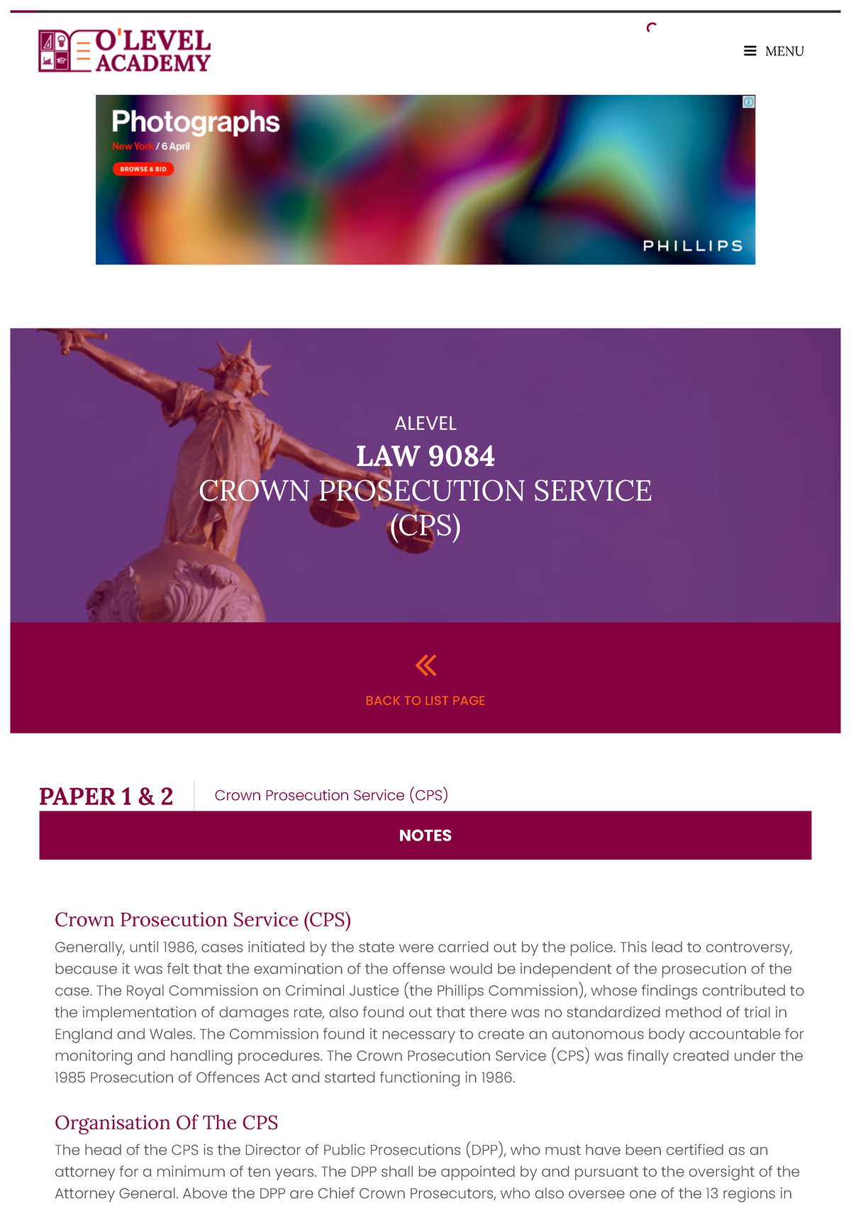 CPS - Summary on CPS - PAPER 1 & 2 Crown Prosecution Service (CPS ...