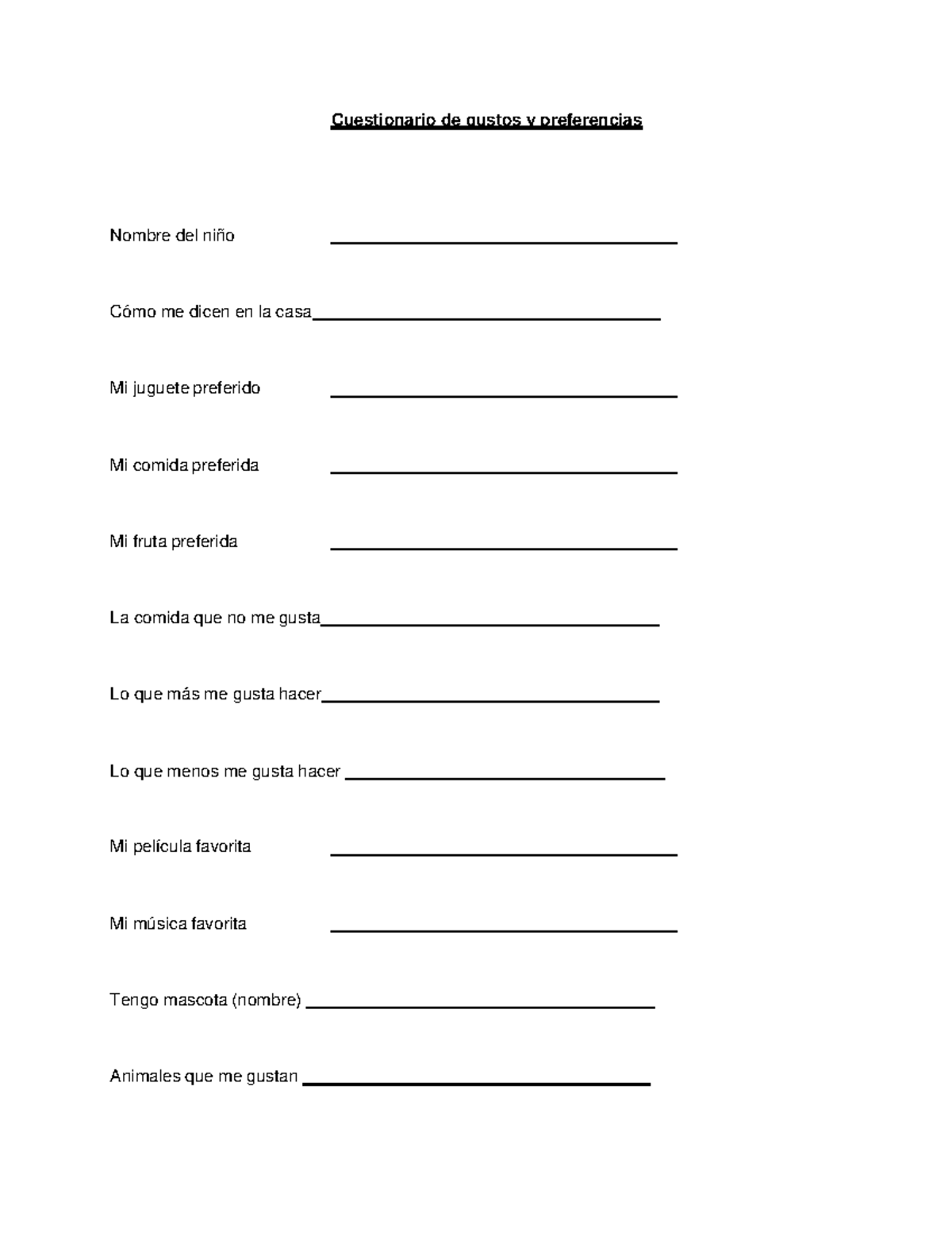 Material ABA cuestionario gustos e intereses - Cuestionario de gustos y ...