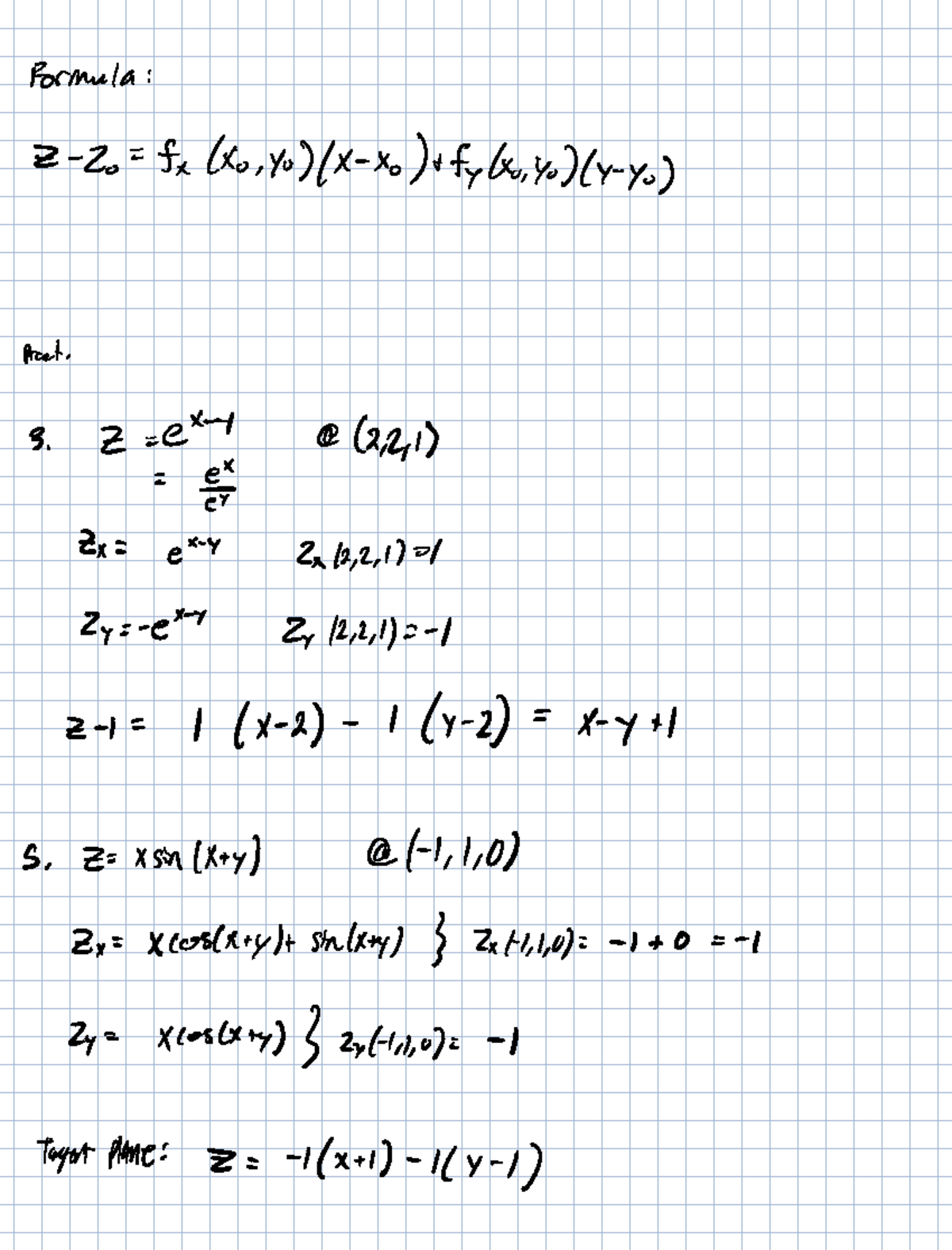 Tangent planes and chain rule - formula Z Zo Fx Ko Yu X Xo tfyLxo yo y ...