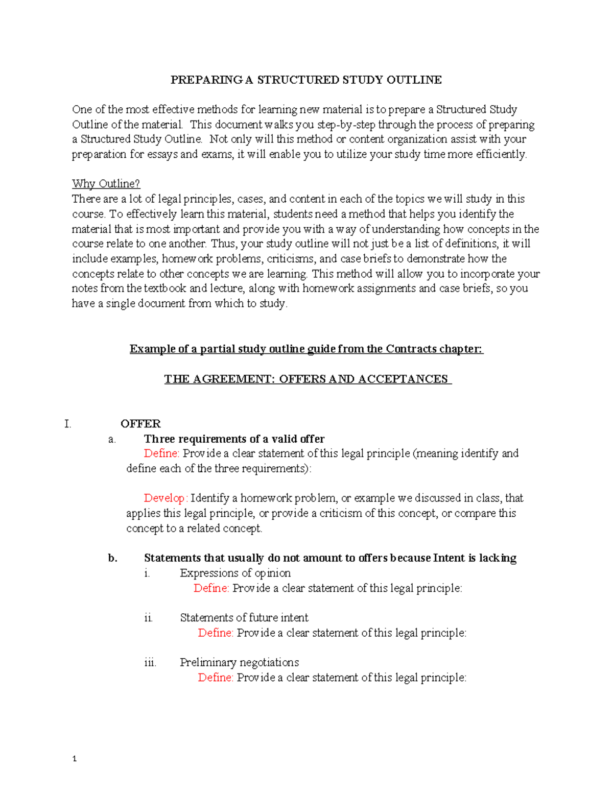Structured Study Outline - This document walks you step-by-step through ...