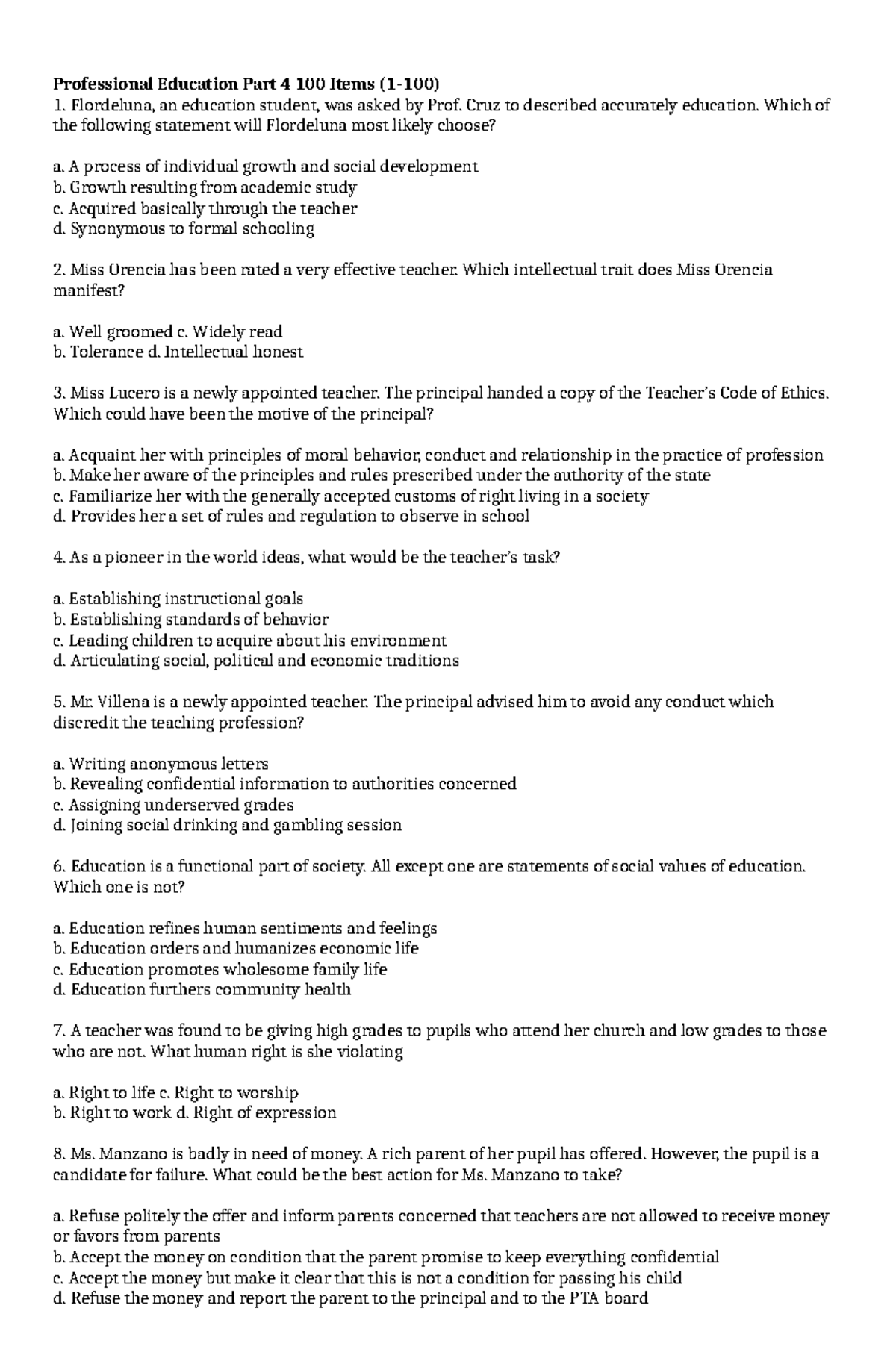 Professional Education (4) - Cruz to described accurately education ...