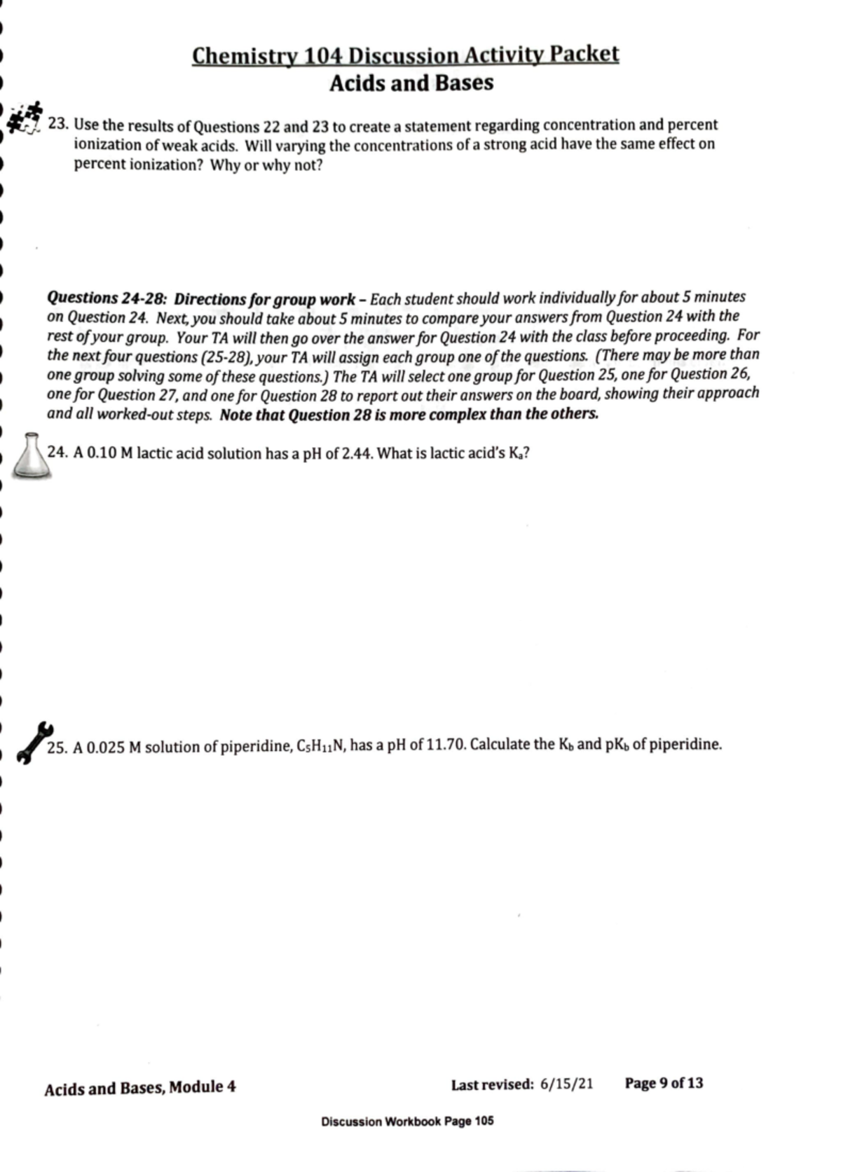 Module 4: Acids and Bases - Chemistry 104 Discussion Activity Packet ...