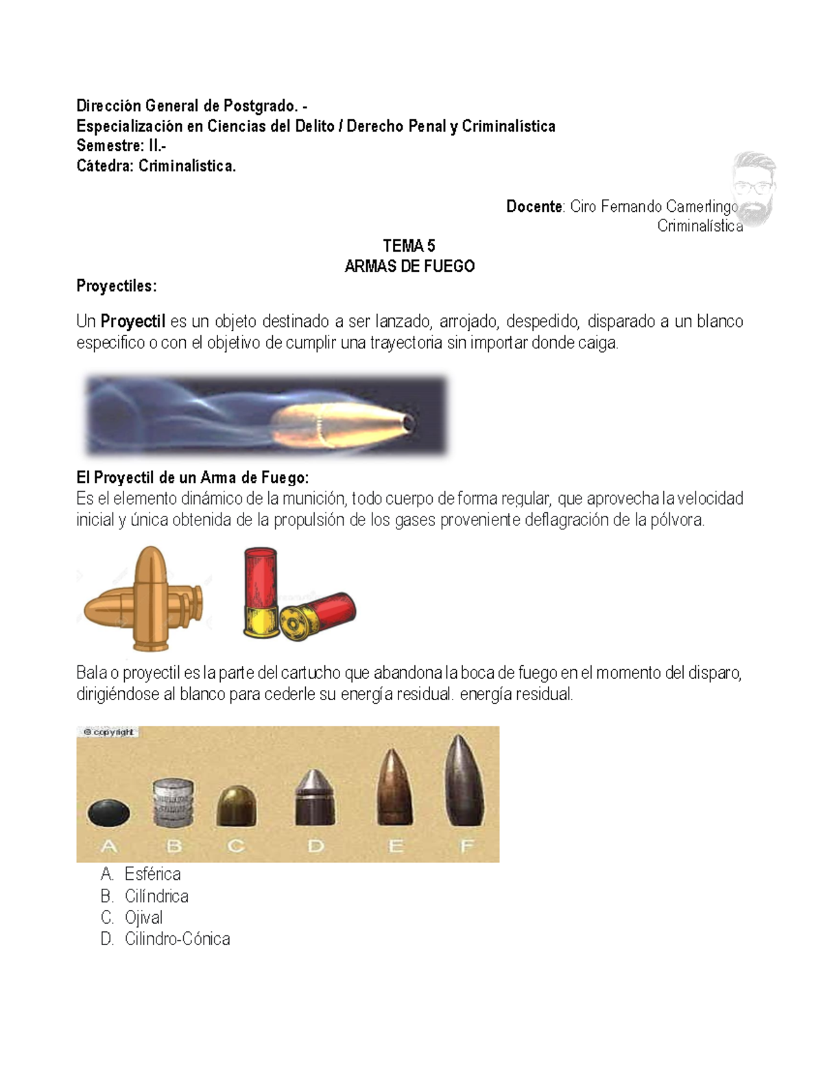 Tema 5 balas o proyectiles - Dirección General de Postgrado ...