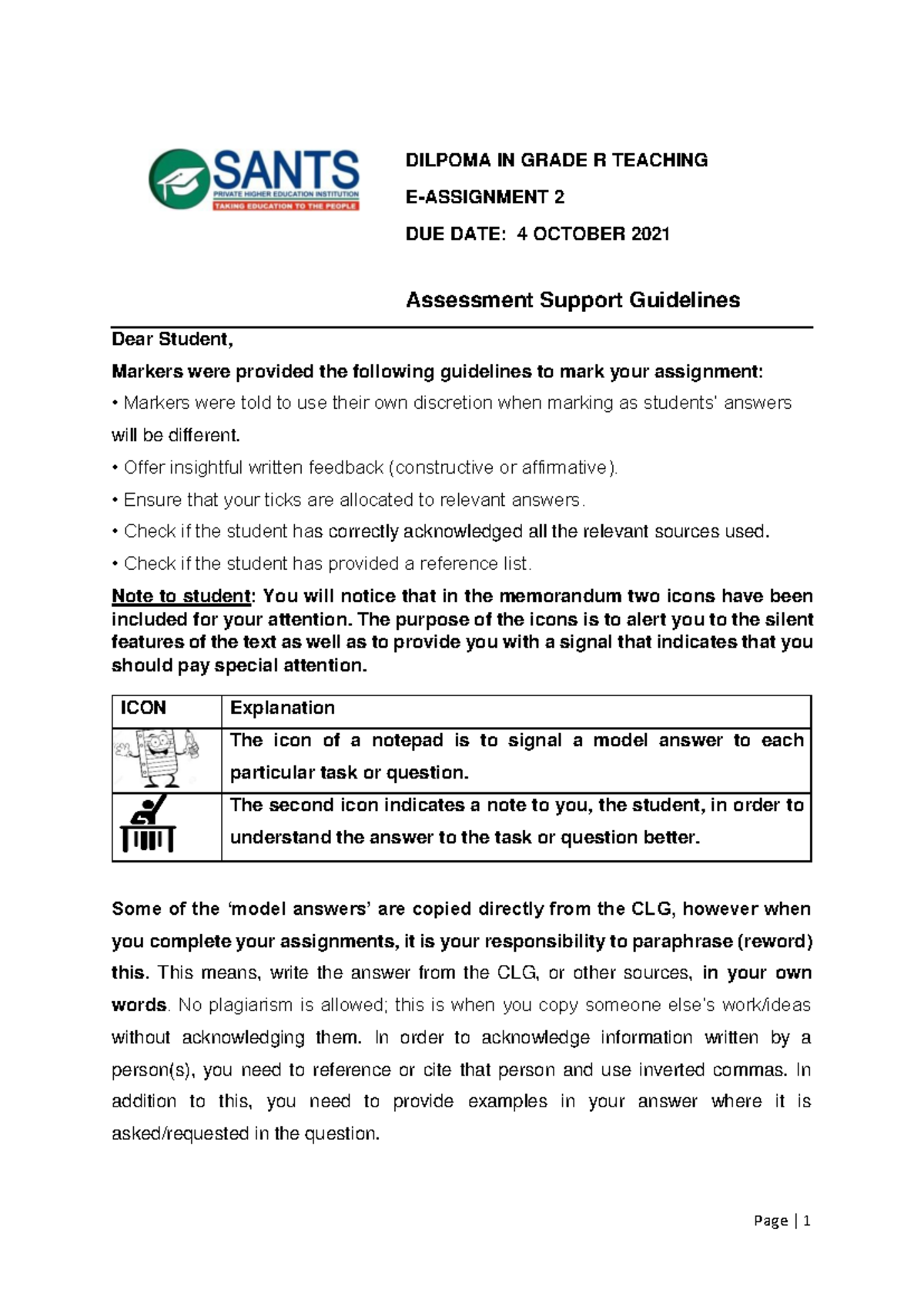 Reds 2023 memo - Memo - DILPOMA IN GRADE R TEACHING E-ASSIGNMENT 2 DUE ...