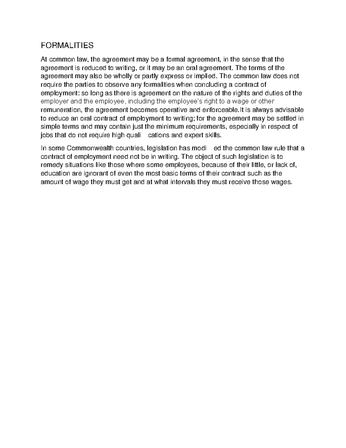 Formalities Notes FORMALITIES At Common Law The Agreement May Be A formalities-notes-formalities-at-common-law-the-agreement-may-be-a