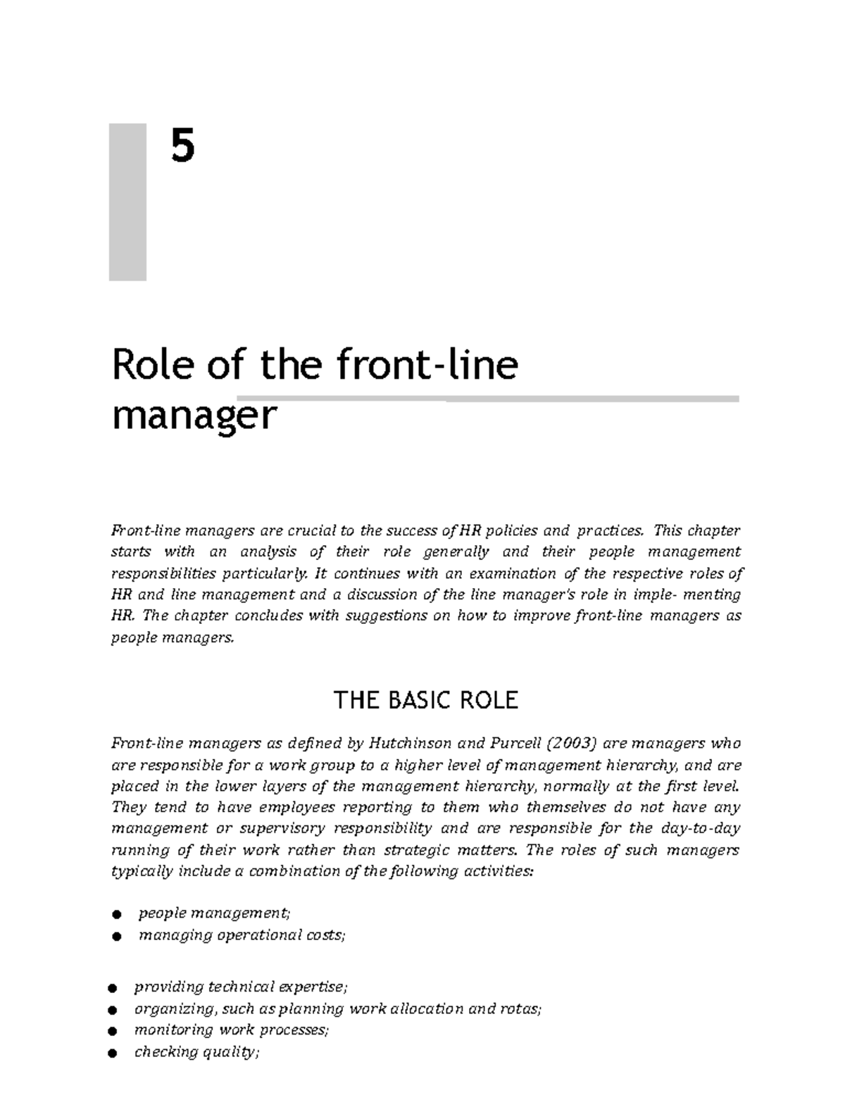 Role of the front-line manager - Front-line managers are crucial to the ...