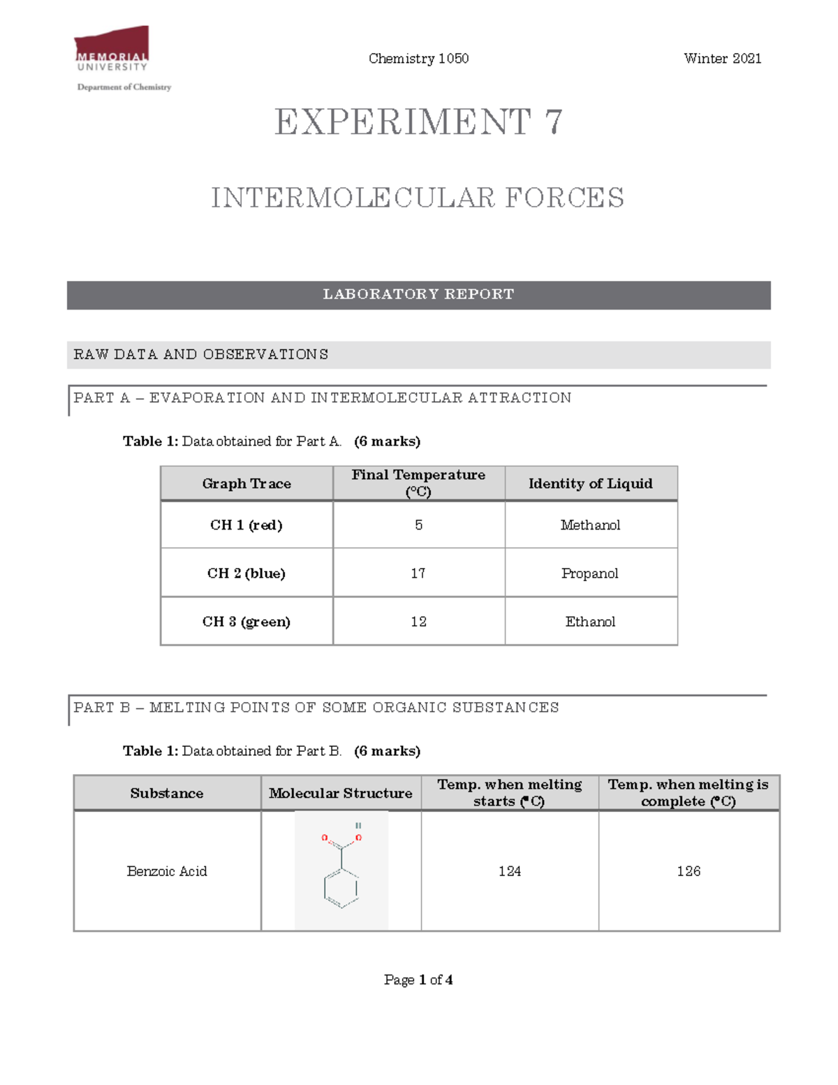 1050 Experiment 7 IMF Outline W2021 Compleated - Chemistry 1050 Winter ...